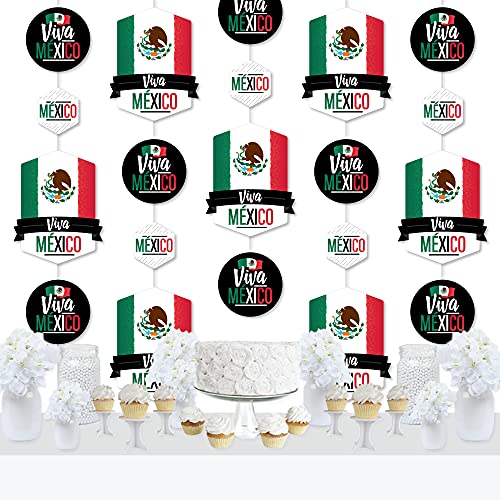 Big Dot of Happiness Viva Mexico - Mexican Independence Day Party DIY Dangler Backdrop - Hanging Vertical Decorations - 30 Pieces