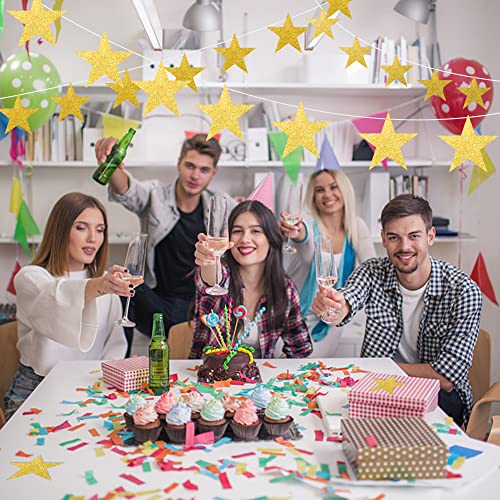 100 PCS Glitter Gold Five Star Cutouts Paper Star Confetti Cutouts Gold Star Cutouts for Bulletin Board Stars Accents Classroom Wall Party Decoration Supply