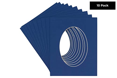 CountryArtHouse Bottle Blue Acid Free 16x20 Oval Picture Frame Mat with White Core Bevel Cut for 13x16 Pictures - Fits 16x20 Frame - Pack of 10 Matboards