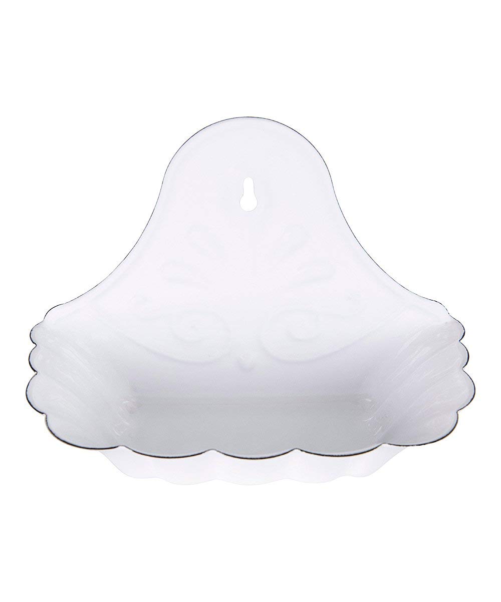 Creative Co-Op White Enameled Metal Soap Dish, Hangs or Sits