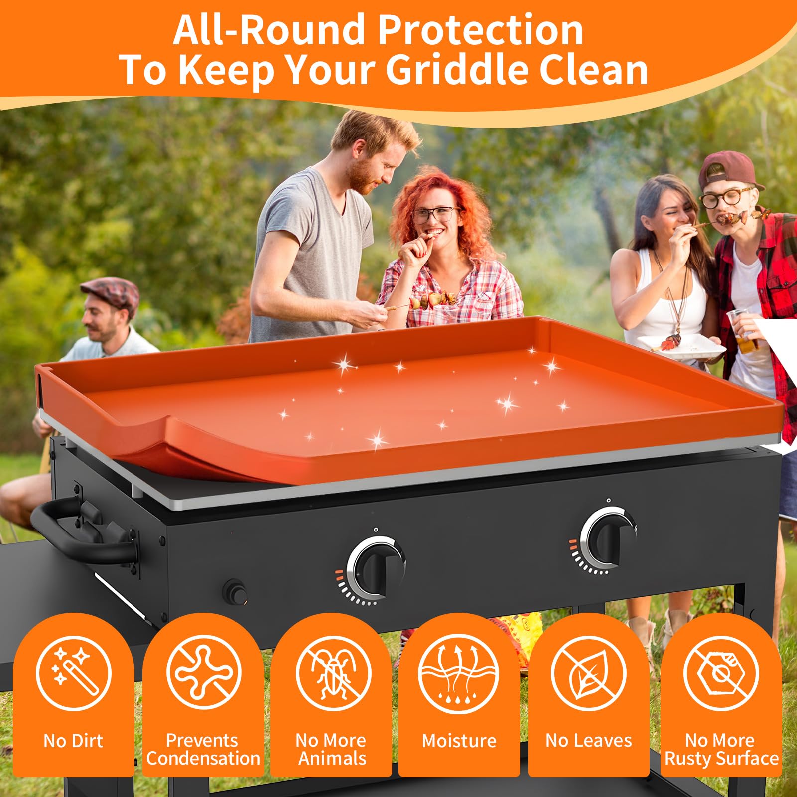 YOUEEFY Upgraded Silicone Griddle Mat 0f Full Cover for Blackstone Grill,28 Inch Blackstone Griddle Cover of Heavy Duty Food Grade Silicone,Keep The Griddle Clean and Prevent Rusting,Orange