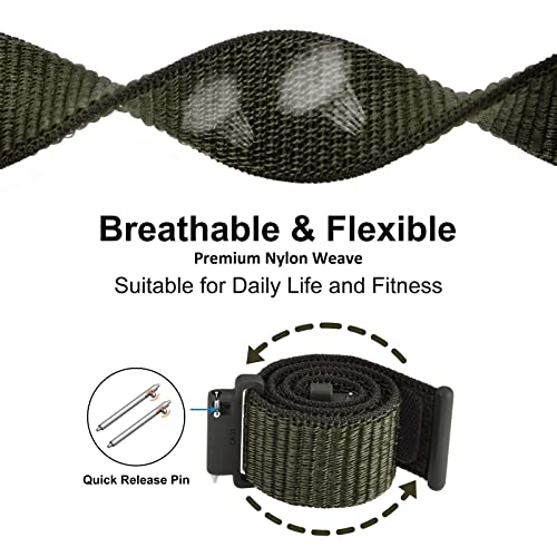 WOCCI 18mm Adjustable Nylon Watch Band, Quick Release Sport Loop Strap (Army Green)