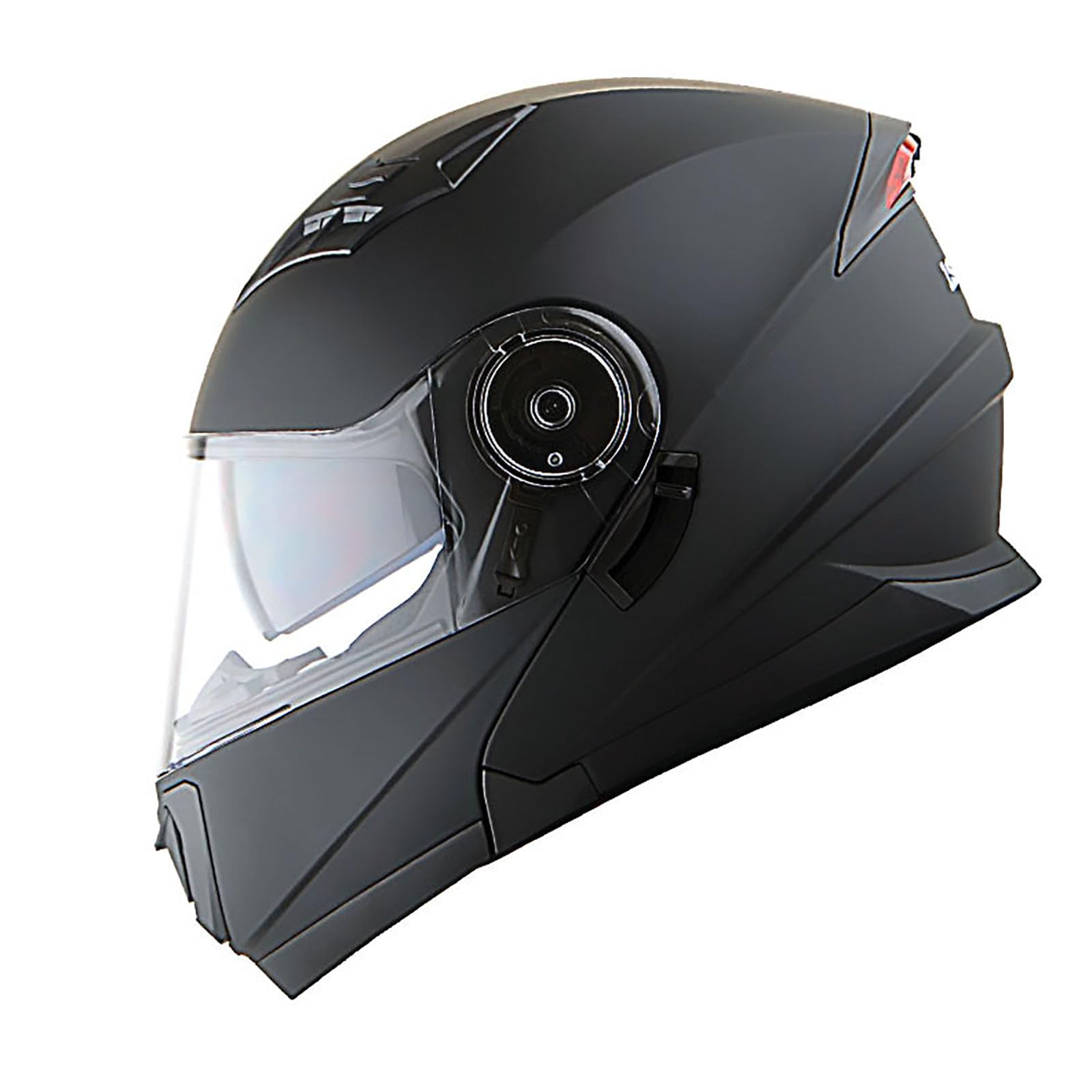 1Storm New Motorcycle Bike Modular Full Face Helmet Dual Visor Sun Shield with Rechargeable LED Tail Light: Matt Black
