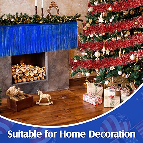 20 Pcs 4th of July Parade Float Decorations Including 8 Pcs 10 ft Metallic Foil Fringe Curtains 12 Pcs 6.5 ft Tinsel Garland for Flag Day Independence Day Party Car Decorations