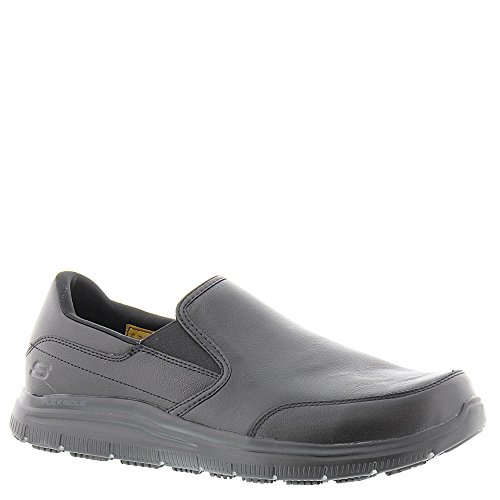 Skechers Men's Bronwood Food Service Shoe, Black Leather, 9