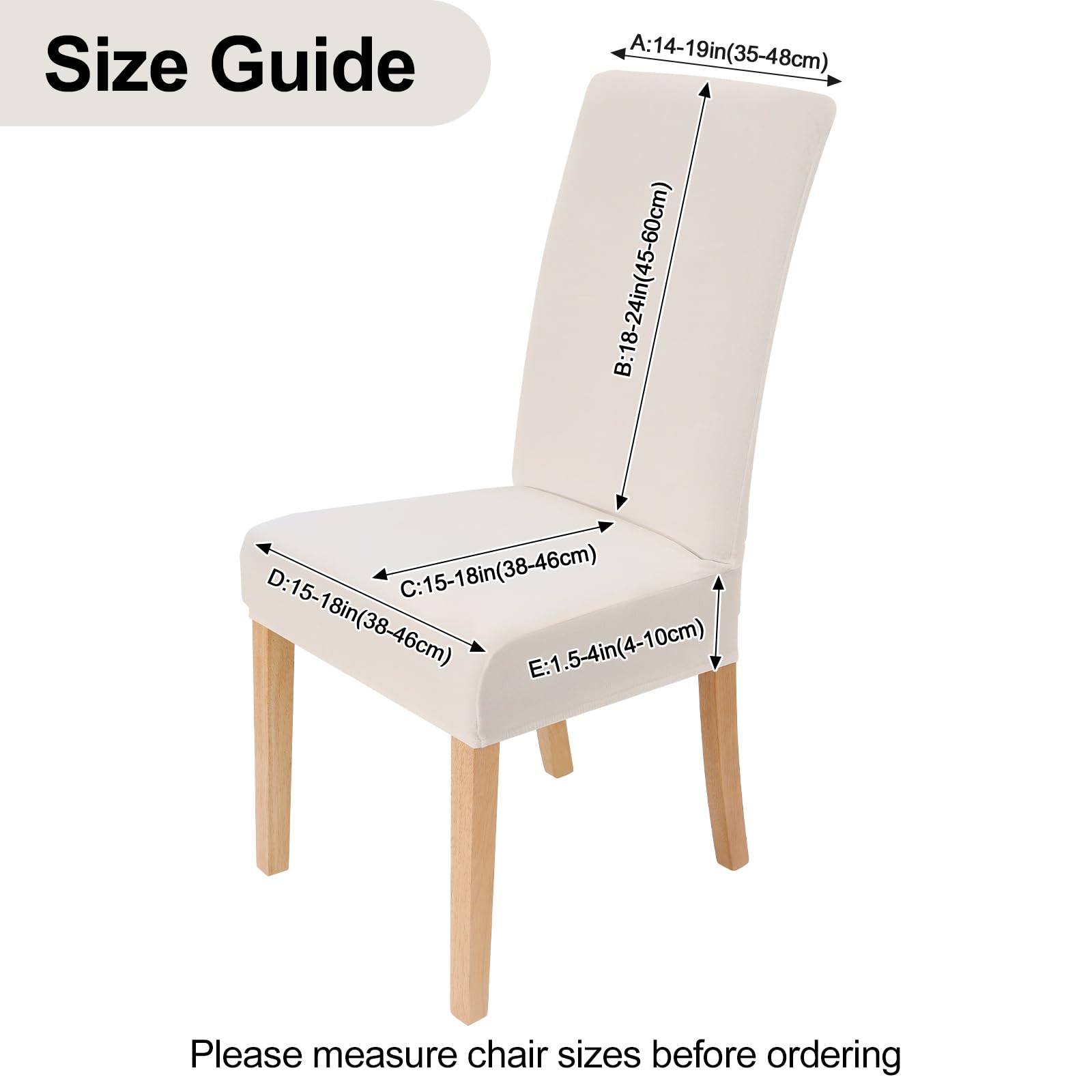 Smiry Velvet Stretch Chair Covers for Dining Room Set of 2, Soft Fit Removable Washable Kitchen Parsons Chair Slipcover Protector, Cream