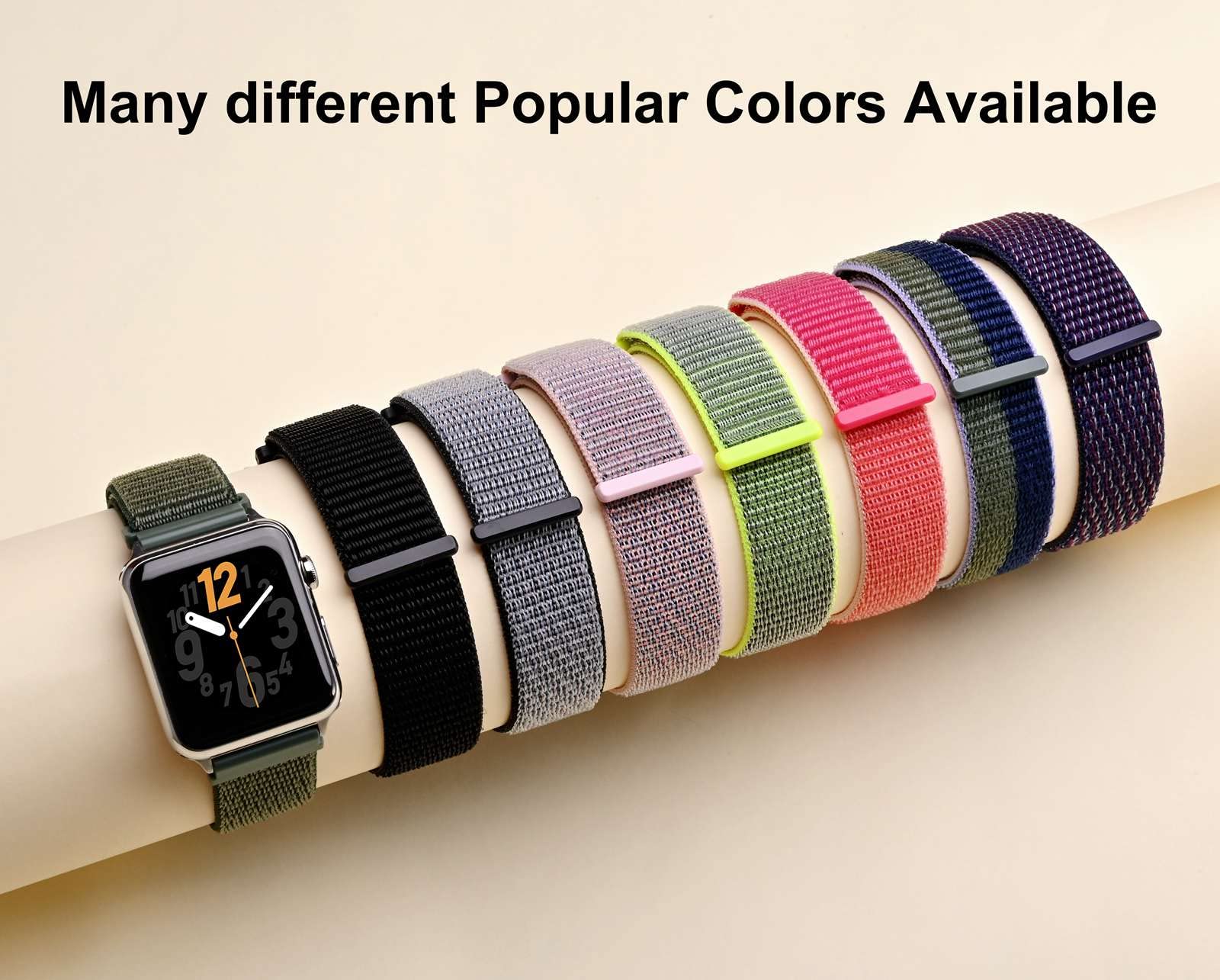 ANNEFIT Nylon Sport Loop Watch Bands 22mm, 2 Packs Quick Release Adjustable Strap for Men Women (Black and Army Green)