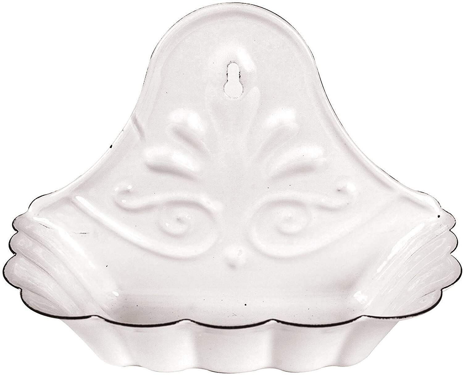 Creative Co-Op White Enameled Metal Soap Dish, Hangs or Sits