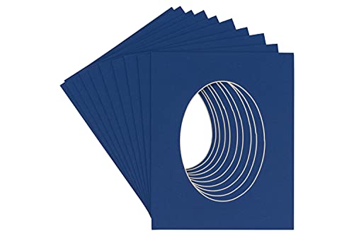 CountryArtHouse Bottle Blue Acid Free 18x24 Oval Picture Frame Mat with White Core Bevel Cut for 12x18 Pictures - Fits 18x24 Frame - Pack of 10 Matboards