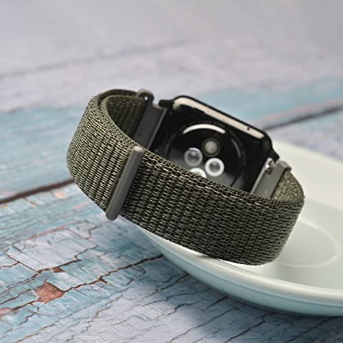 WOCCI 18mm Adjustable Nylon Watch Band, Quick Release Sport Loop Strap (Army Green)