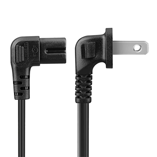 SHAFI® 6FT Samsung TV Power Cord Right Angle - [UL] Non-Polarized L-Shaped 2-Prong NEMA1-15P to IEC-C7-90-Deg Replacement for Sony PlayStation PS5 Xbox Series S - Figure-8 LG TV Power Cable - 6FT