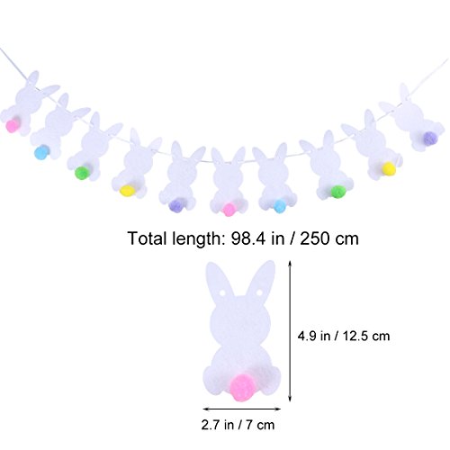 BESTOYARD Easter Banner Decorations White Rabbit Bunny Banner Bunting Garland Photo Prop