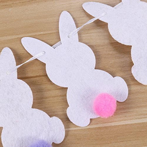 BESTOYARD Easter Banner Decorations White Rabbit Bunny Banner Bunting Garland Photo Prop