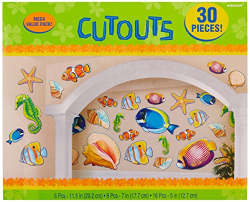 Amscan Sea Life Cutouts Party Decoration, 5", 8", 12", 30 Pcs