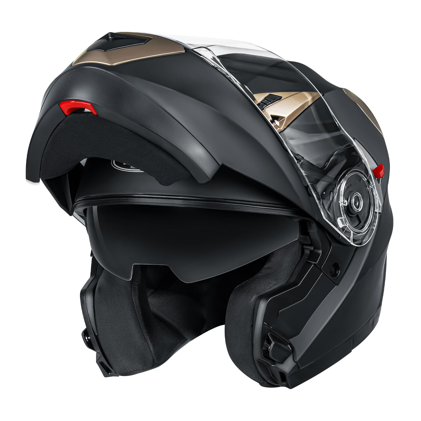 Motorcycle Modular Full Face Helmet DOT Approved - YEMA Helmet YM-925 Motorbike Casco Moto Moped Street Bike Racing Helmet with Sun Visor for Adult Youth Men and Women - Matte Black,M