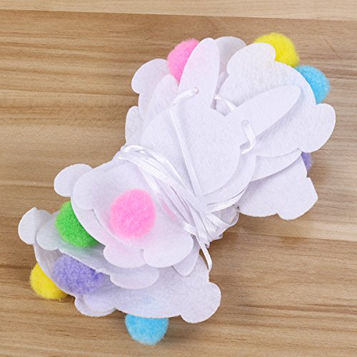 BESTOYARD Easter Banner Decorations White Rabbit Bunny Banner Bunting Garland Photo Prop
