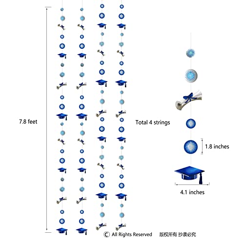 4 pcs Royal Blue Graduation Party Decoration Congrats Grad Garland Streamer Banner Backdrop for Graduation Party Supplies