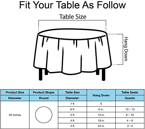 White Plastic Tablecloths 3 Pack Disposable Table Covers 84 Inch Circle Shower Party Tablecovers PEVA Vinyl Table Cloths for Round Tables up to 6 ft and Picnic BBQ Birthday Wedding Catering Banquet