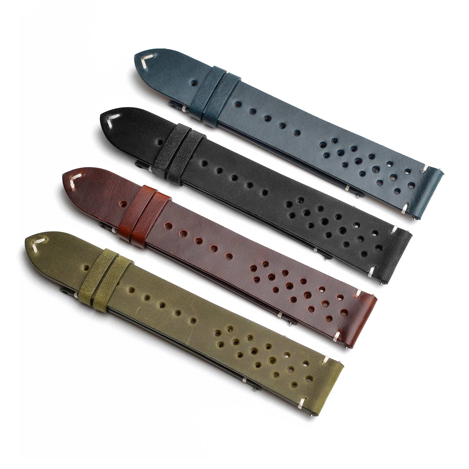 ANNEFIT Vintage Leather Watch Strap 22mm, Quick Release Replacement Band for Men and Women with Black Buckle (Brown)