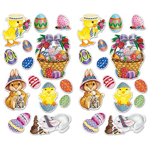 Beistle Easter Basket & Friends Cutouts 28 Piece, 4" - 15.25", Multicolored
