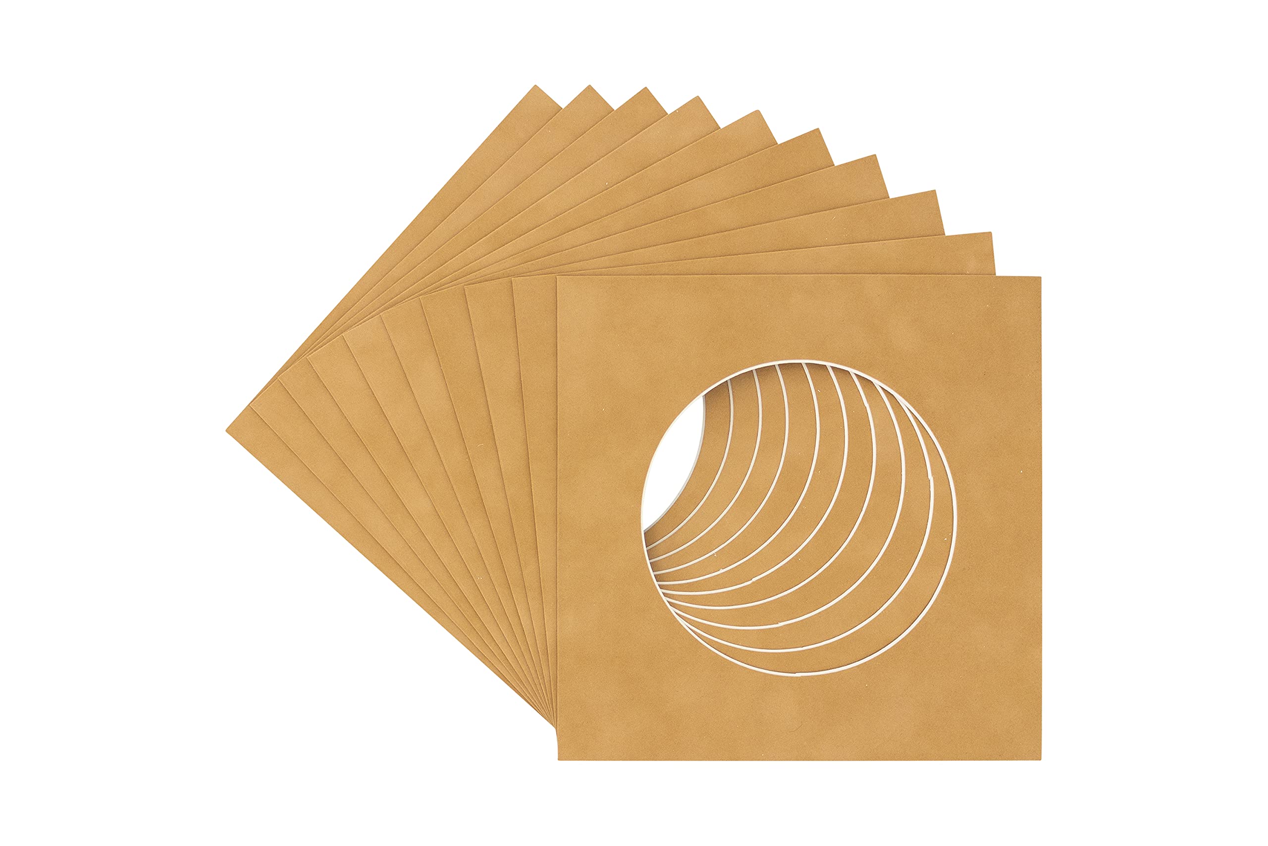 CountryArtHouse Beige Suede Acid Free 6x6 Circle Picture Frame Mat with White Core Bevel Cut for 3x3 Pictures - Fits 6x6 Frame - Pack of 10 Matboards