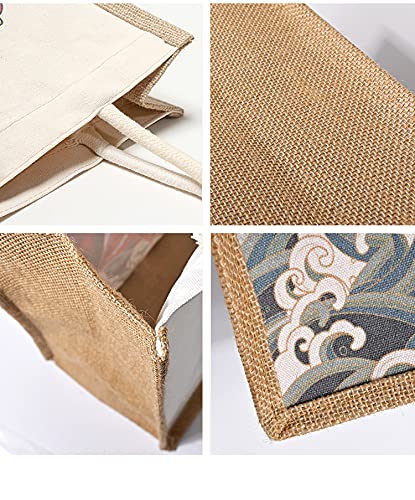 Leaves Burlap Tote Bag With Sturdy Handle, Shopping bag,Reuseable Bags for Wedding Favors, Daily use,13×4.7×9.4 in