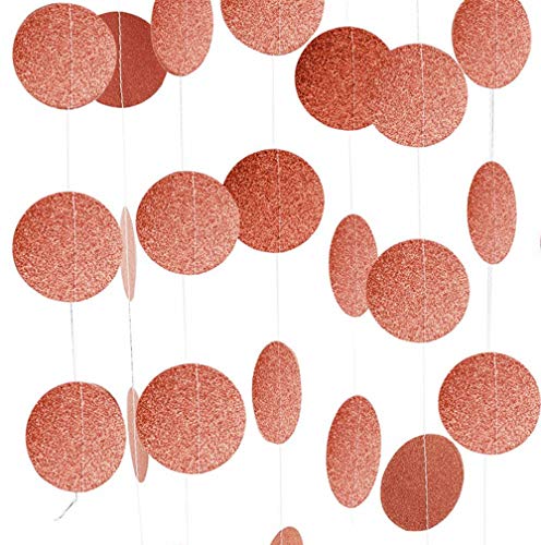 Rose Gold Party Supplies Glitter Grand Paper Dots Hanging - 4 Pack 52 Feet for Bachelorette Party,Wedding, Birthday Party Decoration
