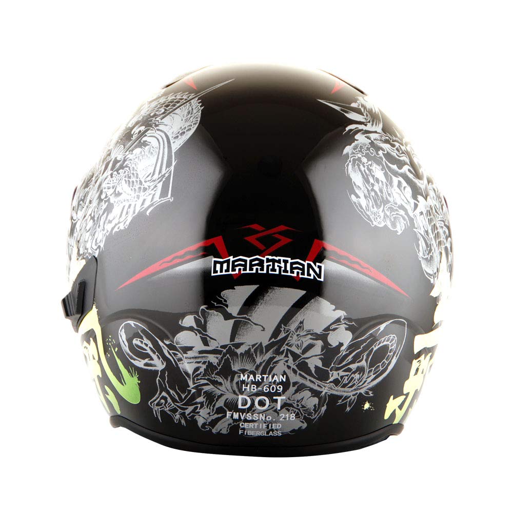 1Storm Motorcycle Open Face Fiber Glass Dual Visor Helmet Scooter Classical Knight Bike Samurai Black + One Extra Clear Shield