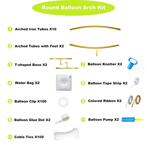 Kapaga Round Balloon Arch Kit, 7.2ft(2.2m) Golden Circle Balloon Garland Backdrop Frame Stand for Birthday,Party, Wedding, Graduation,Baby Shower Photo Background Decorations (2.2M)