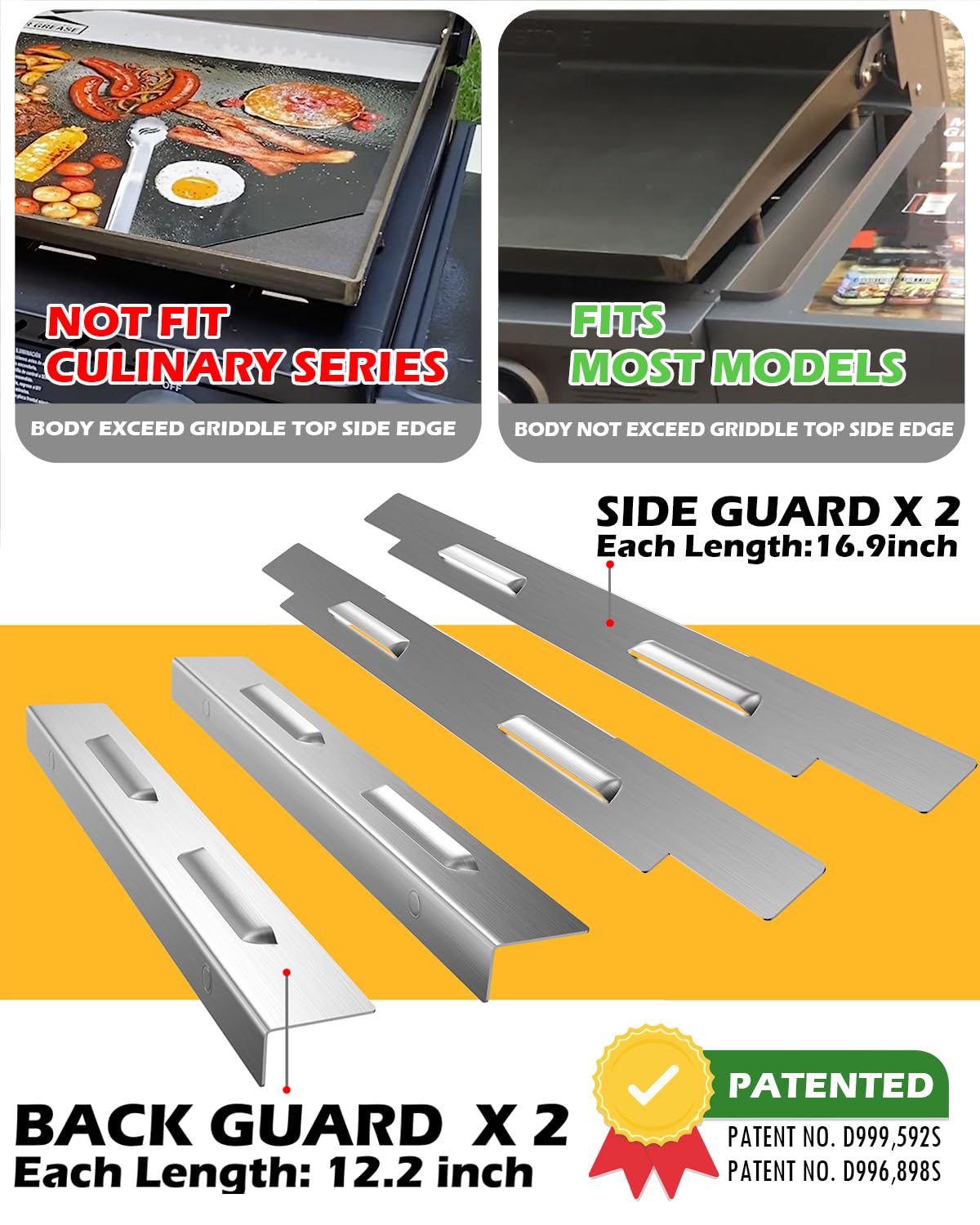 Upgraded Wind Guards for 28 inch Blackstone Griddle, Blackstone Griddle Accessories, Magnetic 430 Stainless Steel Wind Screens, Hold Heat, Protect Flame, Save Gas