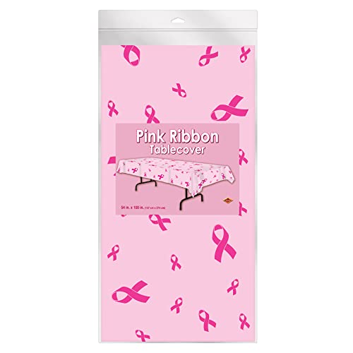 Pink Ribbon Tablecover Party Accessory (1 count) (1/Pkg) 54 in x 108 in