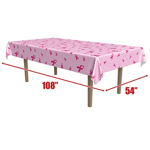 Pink Ribbon Tablecover Party Accessory (1 count) (1/Pkg) 54 in x 108 in