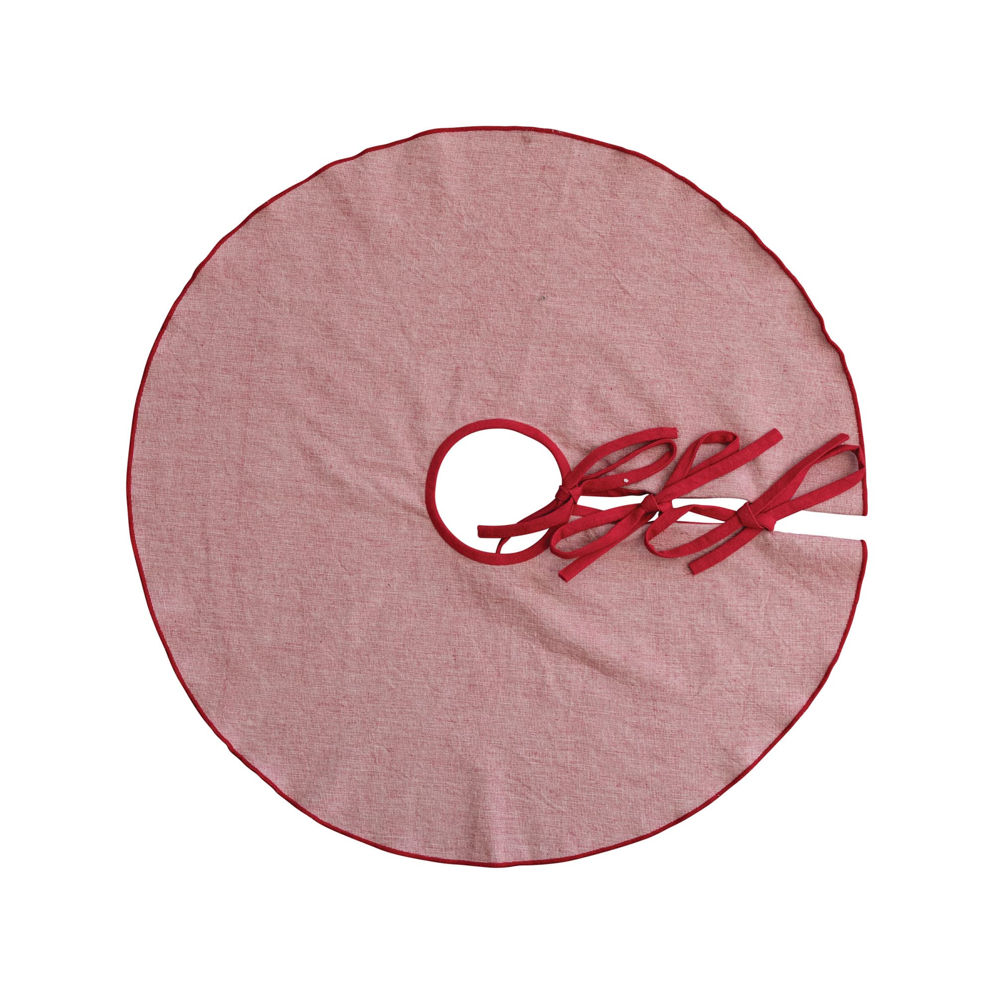 Creative Co-Op 24" Round Woven Cotton w/Ties, Red Tree Skirt