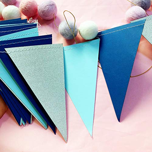 Boys Baby Shower Birthday Party Blue Bunting Pennant Banner Carnival Party Streamers Supplies Flags Banners Decorations