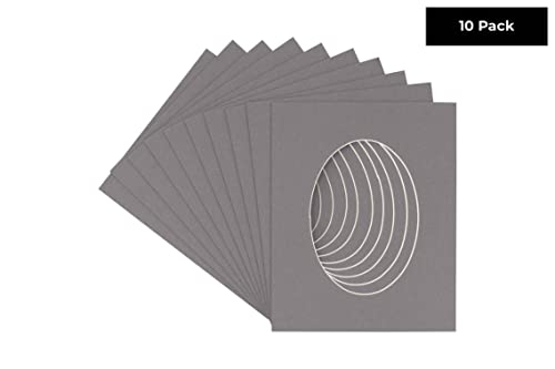 CountryArtHouse Charcoal Acid Free 7x9 Oval Picture Frame Mat with White Core Bevel Cut for 5x6 Pictures - Fits 7x9 Frame - Pack of 10 Matboards