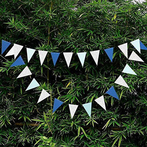 Boys Baby Shower Birthday Party Blue Bunting Pennant Banner Carnival Party Streamers Supplies Flags Banners Decorations
