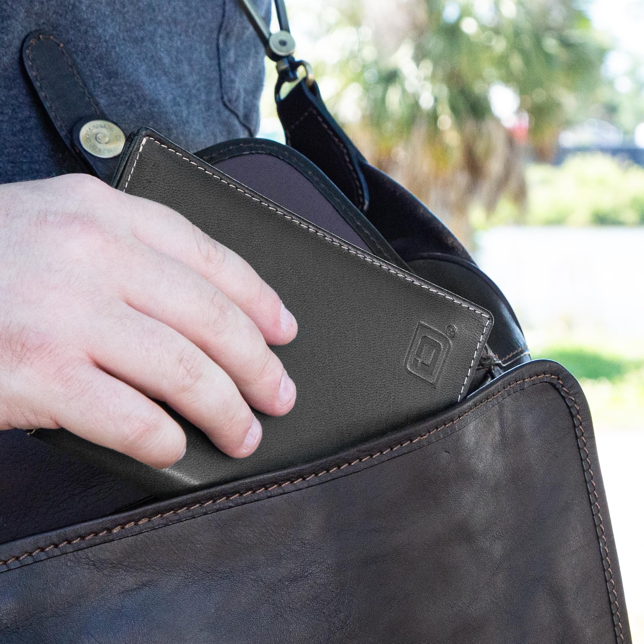 RFID Passport Wallet Travel Organizer - 2 Passport Holder - Slim Leather Bifold