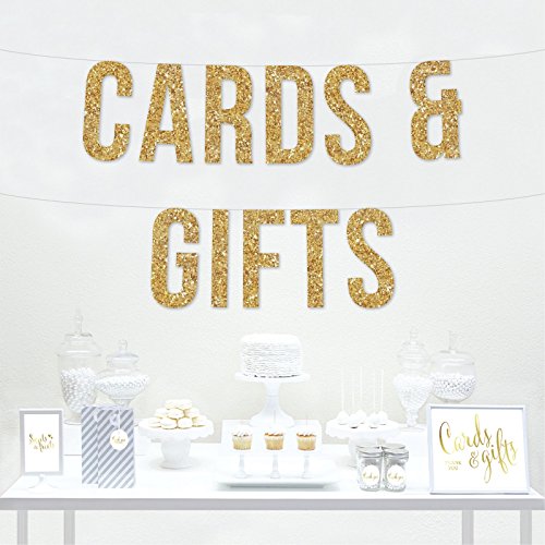 Andaz Press Real Glitter Paper Pennant Hanging Banner, Cards & Gifts, Gold Glitter, Includes String, Pre-Strung, No Assembly Required, 1-Set