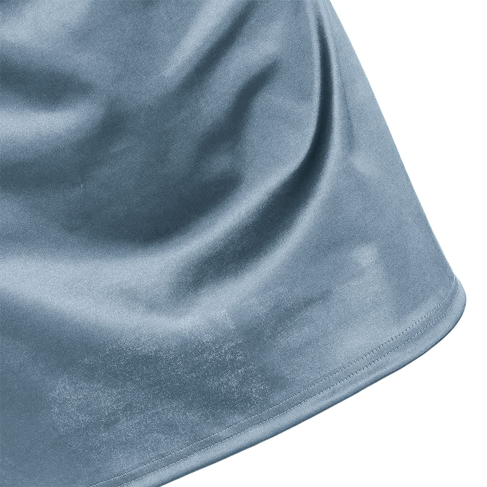 ZAFUL Women's Satin Sleeveless Spaghetti Strap Mini Dress Sexy Slip Cowl Neck Silky Cocktail Party Dresses(Blue-F, S)