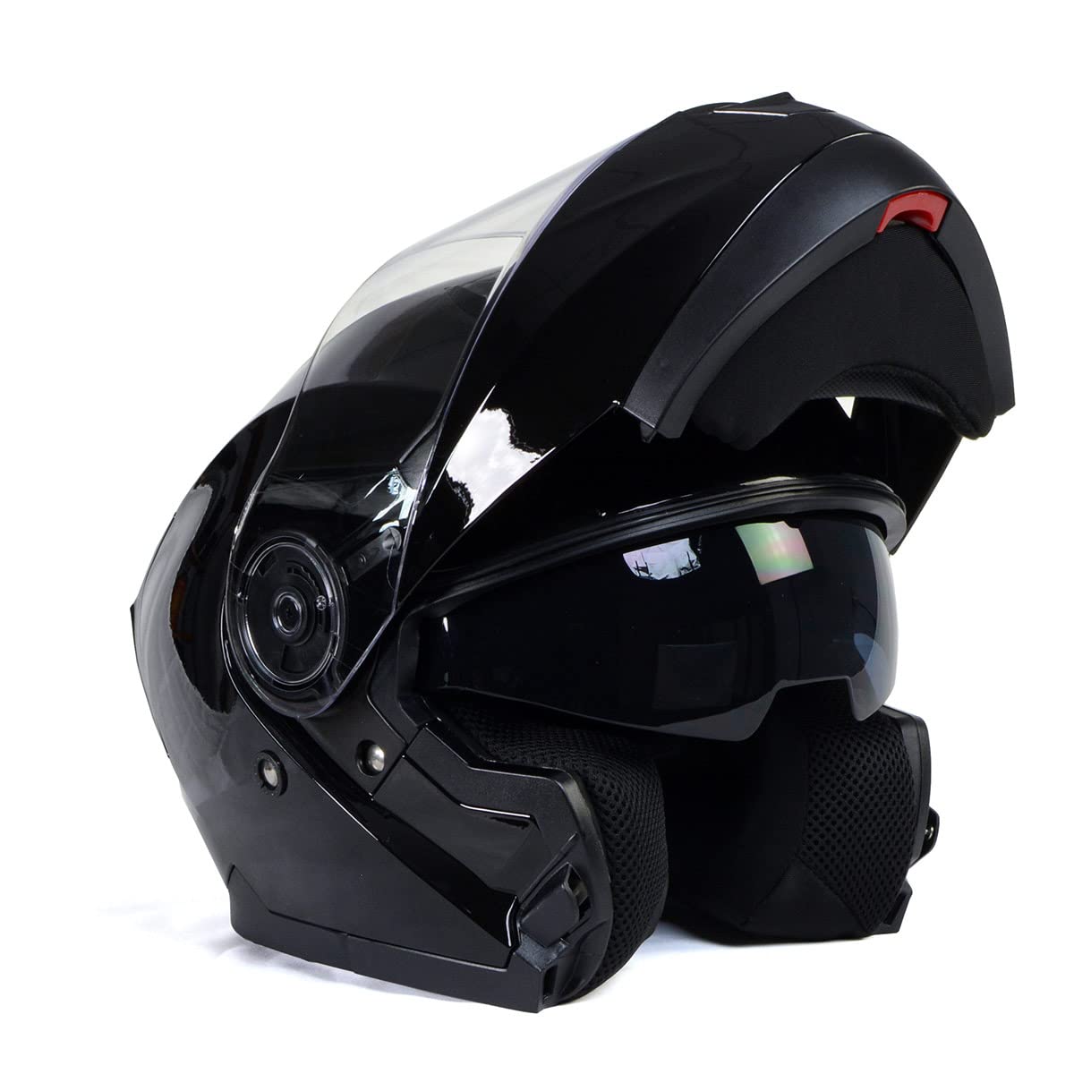 Milwaukee Helmets MPH9815DOT Breeze Gloss Black Advanced Motorcycle Modular Helmet Biker w/Drop Down Visor - Small