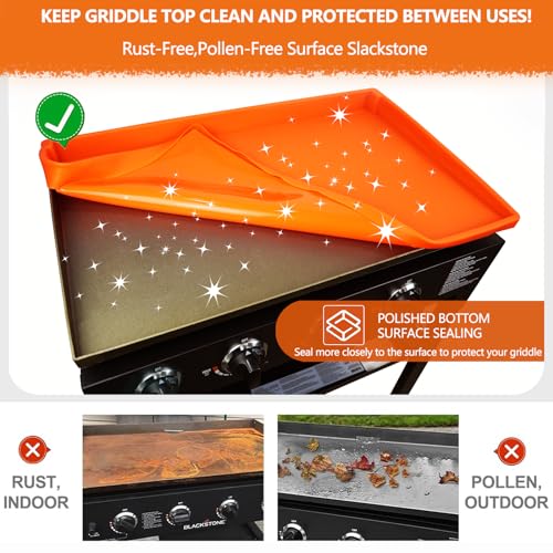 Silicone Griddle Mat with Grease Cup Liners for Blackstone 28" Griddle, High-Wall & Full-All-Encompassing Heavy Duty Food Grade Silicone Grill Buddy Mat, Protecttion Griddle from Dirt & Rust (Orange)