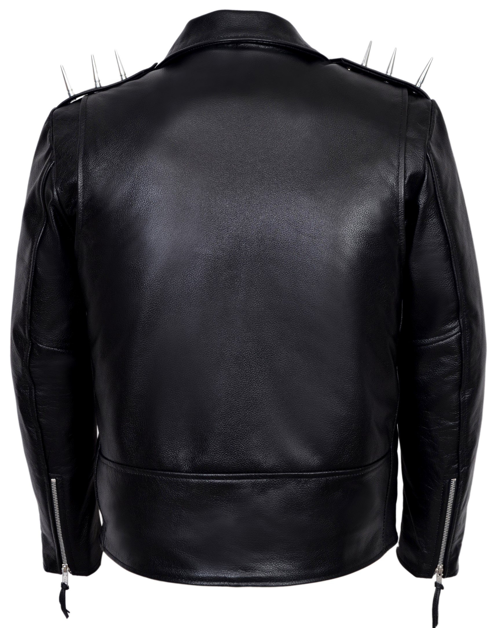 Black Metal Spikes Brando Jacket Men Motorcycle Cowhide Leather Jacket Genuine Leather Jacket