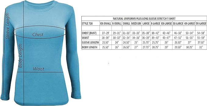 Natural Uniforms Women's Long Sleeve Tee Shirt Underscrub-2-Pack (Small, 2 Pack Ceil Blue)