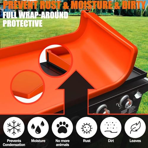 Silicone Griddle Mat with Grease Cup Liners for Blackstone 28" Griddle, High-Wall & Full-All-Encompassing Heavy Duty Food Grade Silicone Grill Buddy Mat, Protecttion Griddle from Dirt & Rust (Orange)