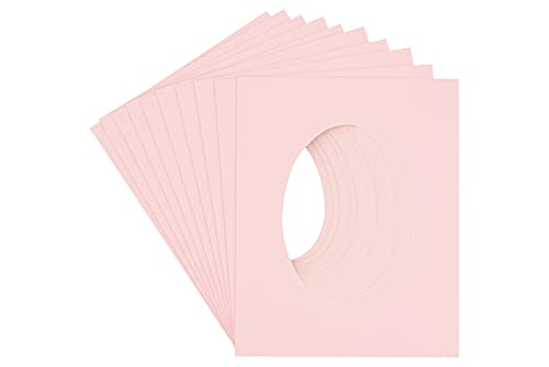 CountryArtHouse Soft Pink Acid Free 11x17 Oval Picture Frame Mat with White Core Bevel Cut for 9.5x13 Pictures - Fits 11x17 Frame - Pack of 10 Matboard Show Kits with Acid Free Backings & Clear Bags