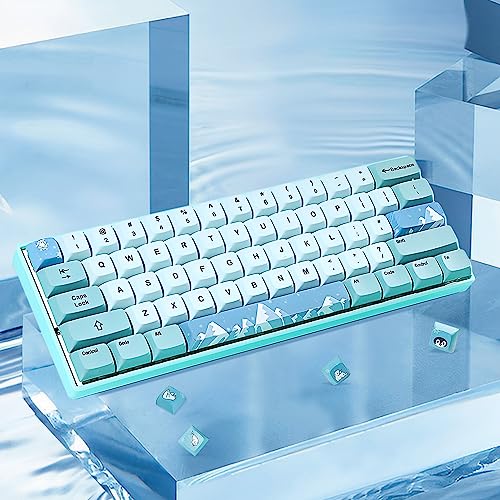 BOYI 61 Mini RGB Wired 60% Hot-Swappable Mechanical Gaming Keyboard,PBT Sublimation Keycaps NKRO Programmable Type-C Keyboard for Gaming and Working(BOYI Iceberg Snow Theme,Cherry MX Brown Switch)