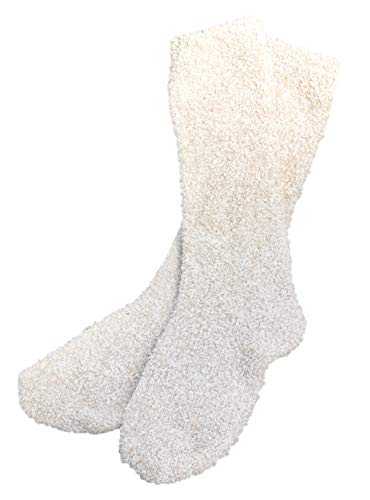 Barefoot Dreams CozyChic Women Heathered Socks, Crew Socks, Plush Socks, Loungewear, Warm Toes, Fuzzy Socks-Black/White-Stone/White (Set of 2)