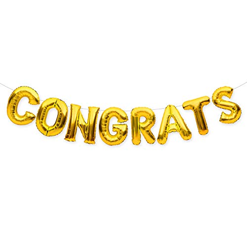 Big Congrats Balloon Gold 16" Letters Banner Gold Graduation Party Decorations Supplies