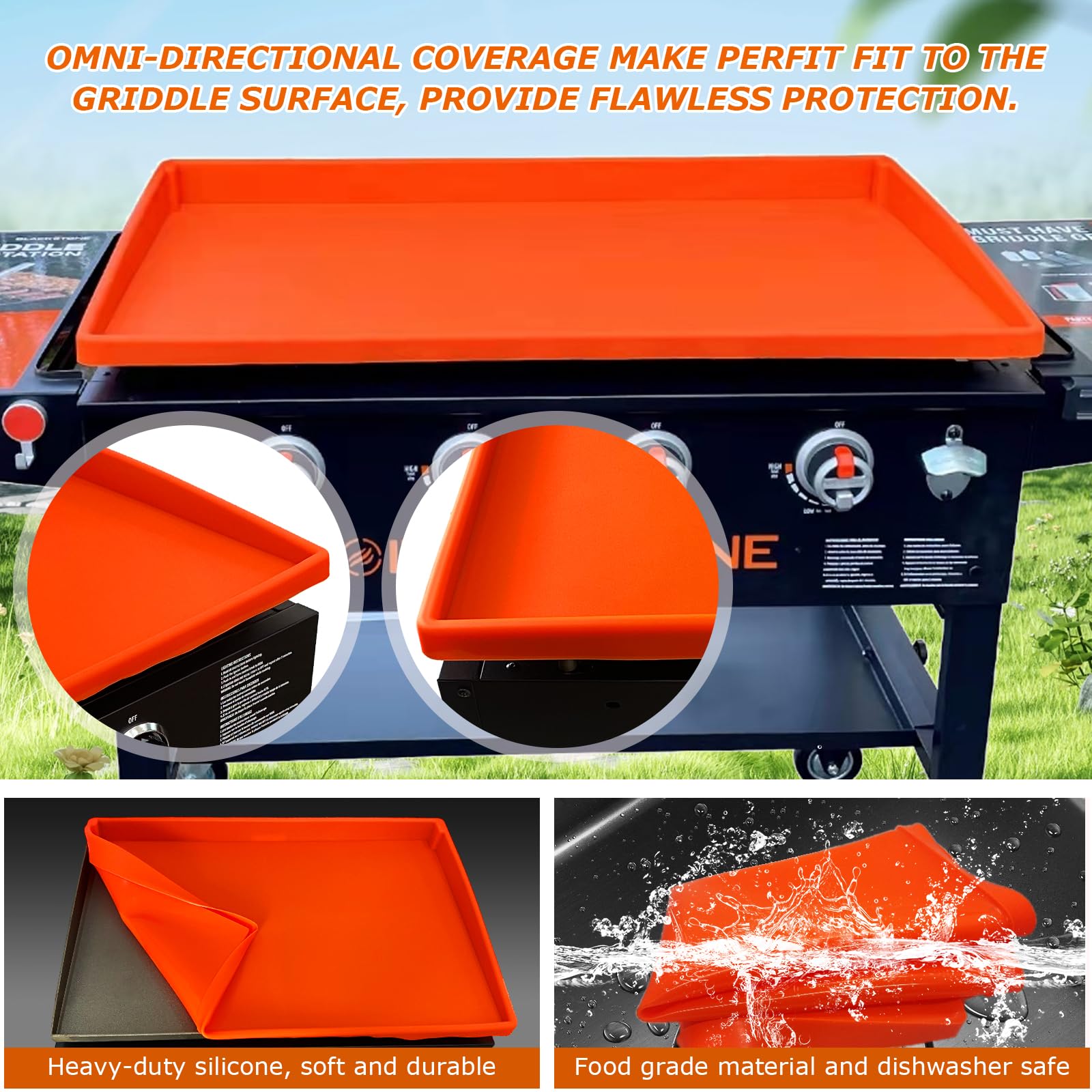 Griddle Cover for Blackstone 36" Inch Griddle,Silicone Griddle Cover for Blackstone,Blackstone Griddle Accessories,Heavy Duty Food Grade Silicone Grill Cover, All-season Grill Protective
