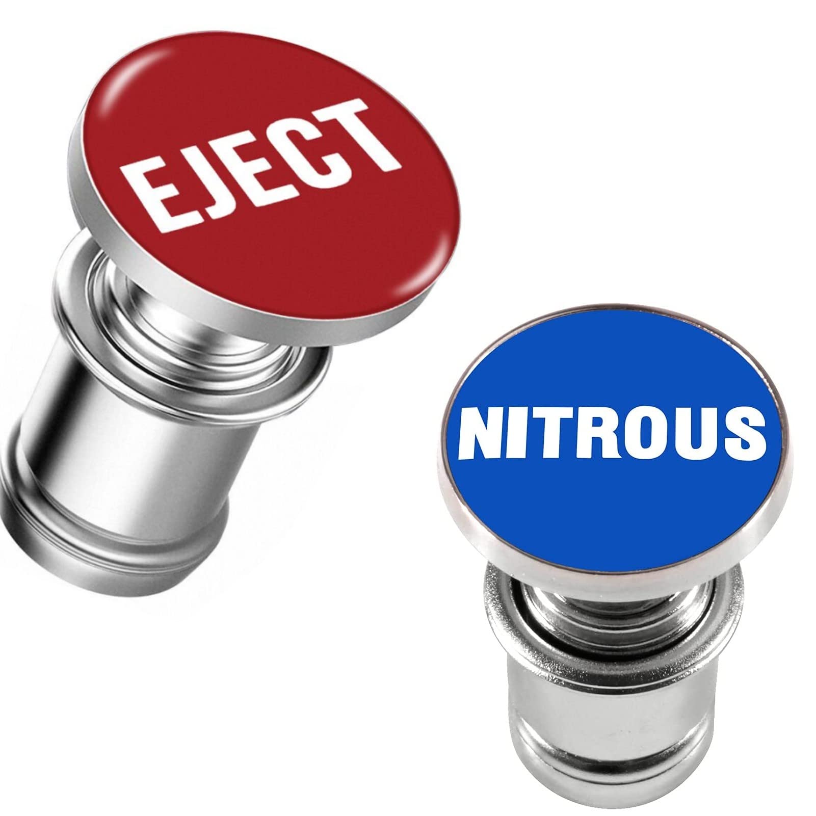 2Pcs EJECT NITROUS Button Cigarette Lighter Replacement Cover,Fire Missiles Button Cigarette Lighter Cover,12V Power Source Fits Most Automotive Vehicles (EJECT + NITROUS)